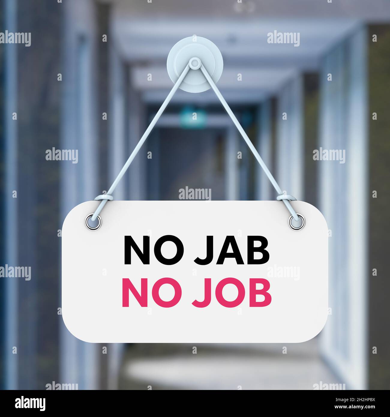 Blank Office Door Signboard with No Jab No Job Sign on a glass door ...