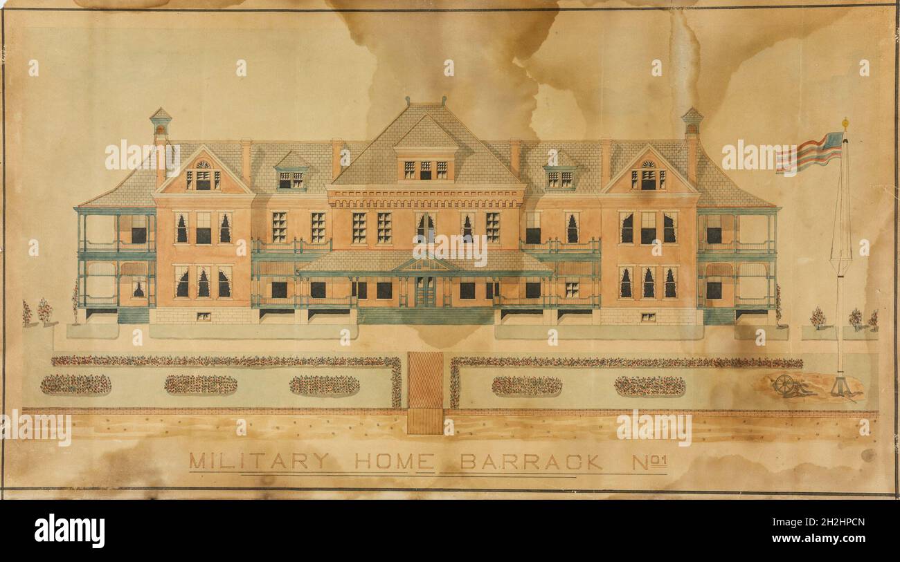 Military Home Barrack No. 1, Presentation Drawing, c. 1880s Stock Photo ...