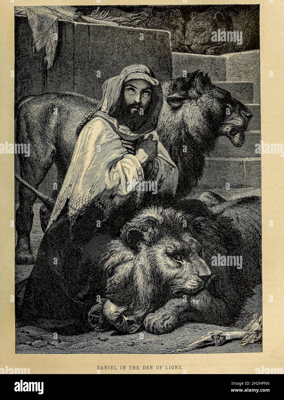 Daniel in the Den of Lions from ' The Doré family Bible ' containing ...