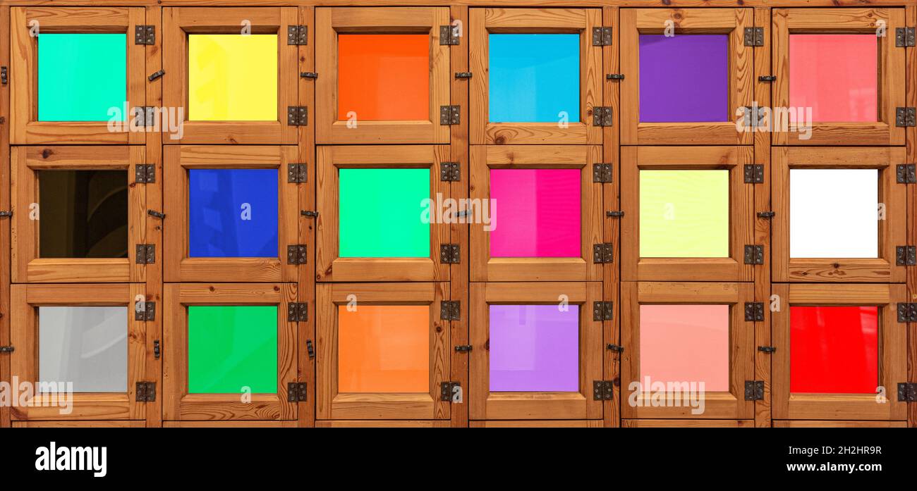 Old locker decorated in different colours and modernised Stock Photo ...