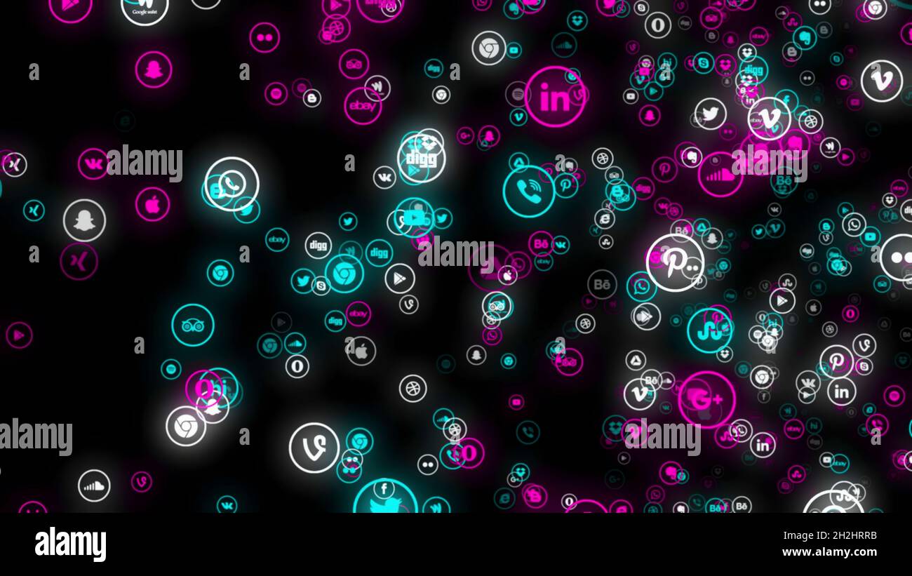 Animation Of Seamless Loop Abstract Animation Of Social Media Network Icons And Emojis Floating