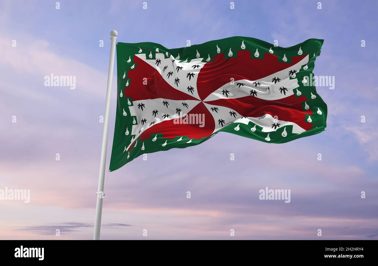 flag of county Loudoun, Virginia , USA at cloudy sky background on ...