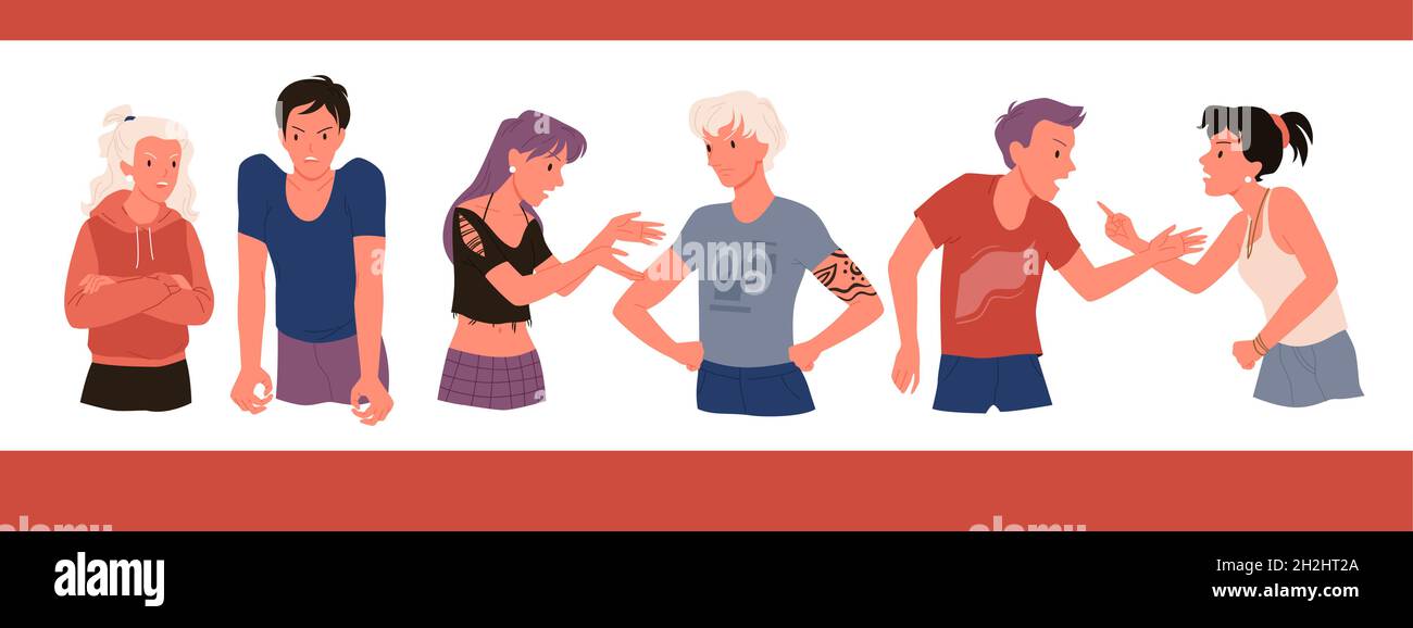 Angry quarrel of couple people, stress family problem vector ...