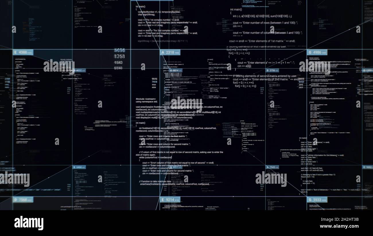 Futuristic hi-tech graphic user interface head up display with digital code and data info ...