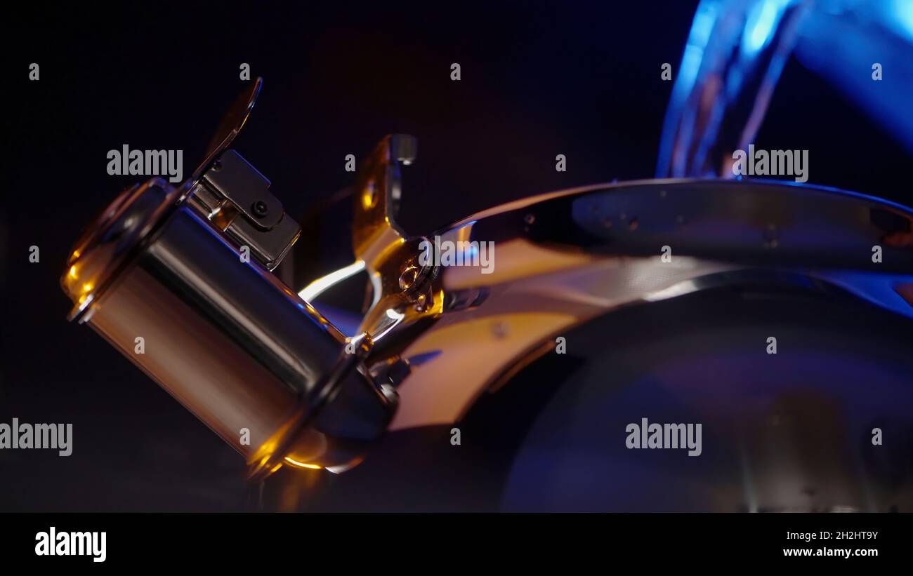 Close up of actions to boil water. Action. Pouring water inside steel ...