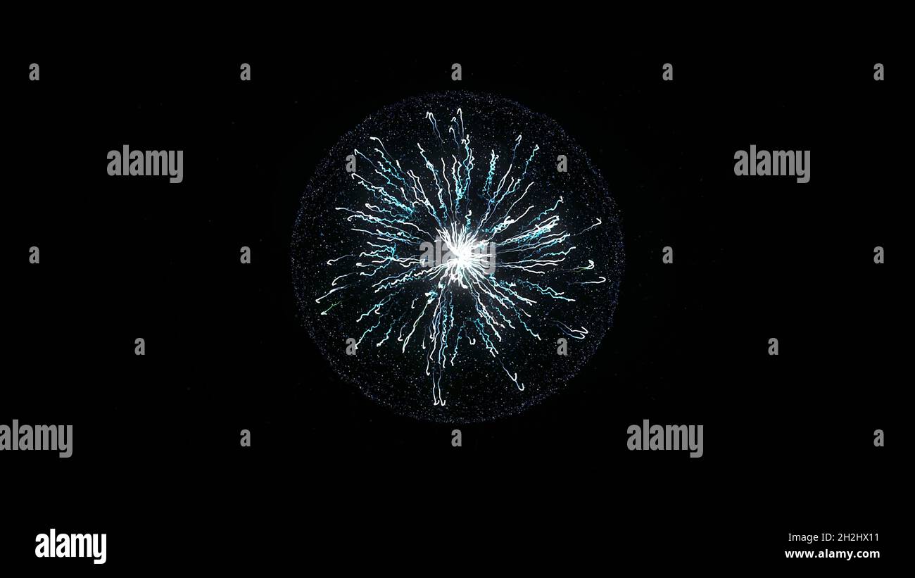 Magic plasma ball in blue and white colors looped. Animation. Abstract ...
