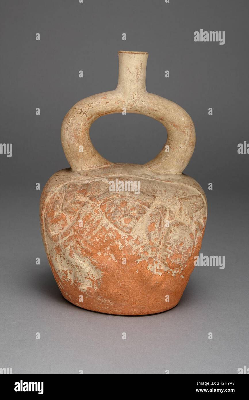 Stirrup Spout Vessel with Relief Depicting a Figure and Crab in Battle ...