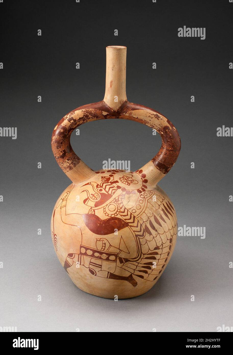 Stirrup Spout Vessel with Fineline Image of a Running Royal Messenger ...