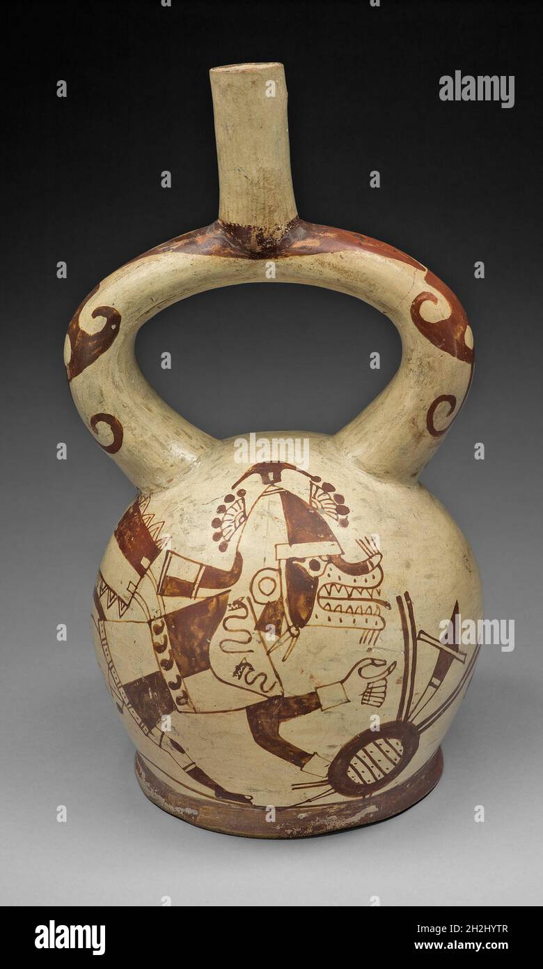 Stirrup Spout Vessel with Fineline Warrior Fox Motifs, 100 B.C./A.D ...