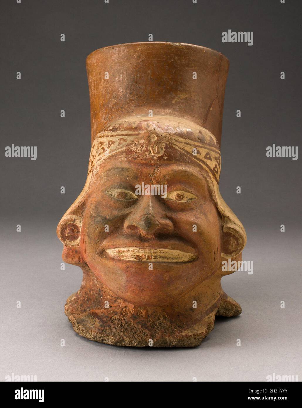 Fragment of a Jar In the Form of a Human Head with a Wrapped-Textile ...