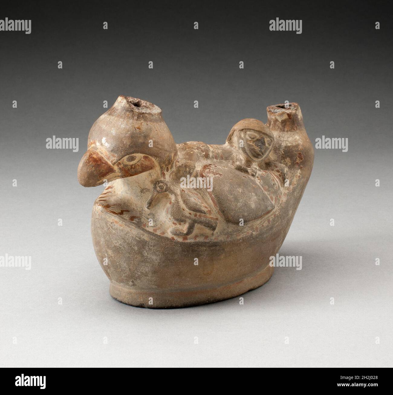 Stirrup Spout Vessel in Form of a Man Laying on a Bird, 100 B.C./A.D ...