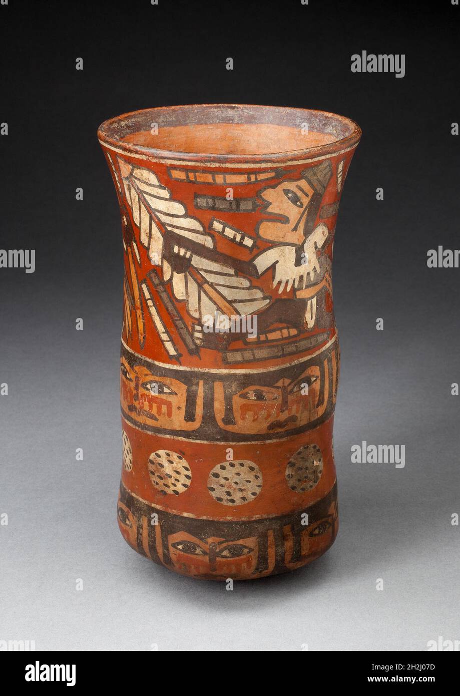 Beaker Depicting Rows of Figures with Weapons and Band of Human Faces ...