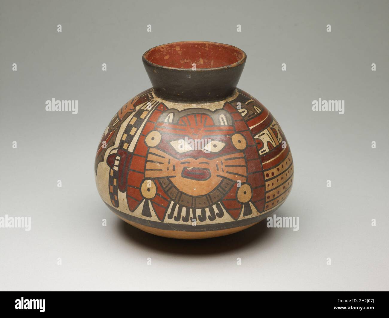 Collared Jar Depicting Costumed Ritual Performer Holding Checkerboard ...