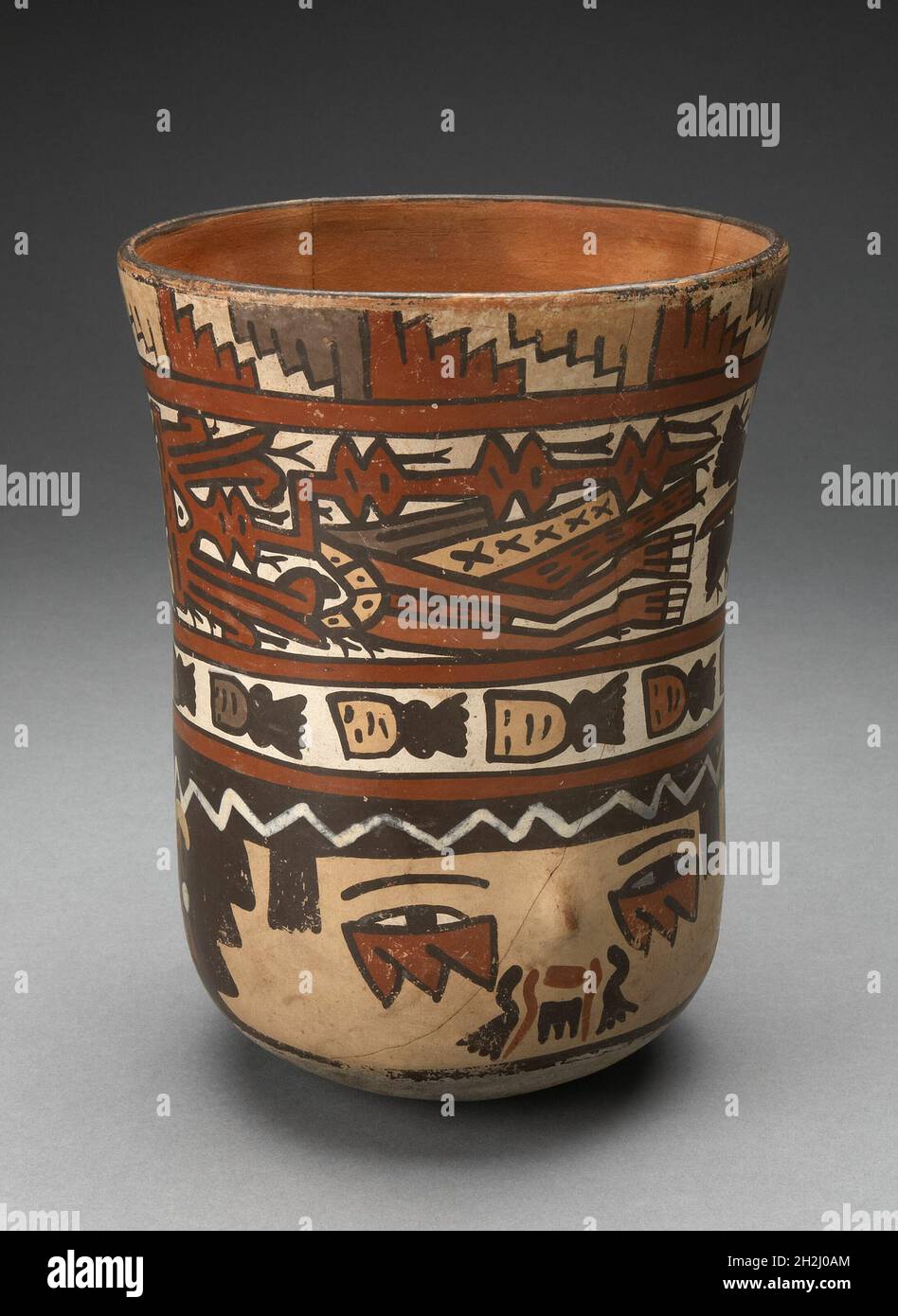 Beaker Depicting Human Head with Face Painting; and Abstract Costumed ...