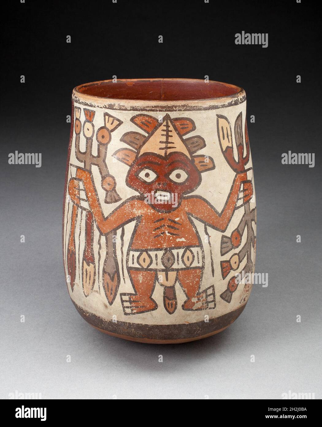 Jar Depicting Standing Figures Holding Plants, 180 B.C./A.D. 500 Stock ...