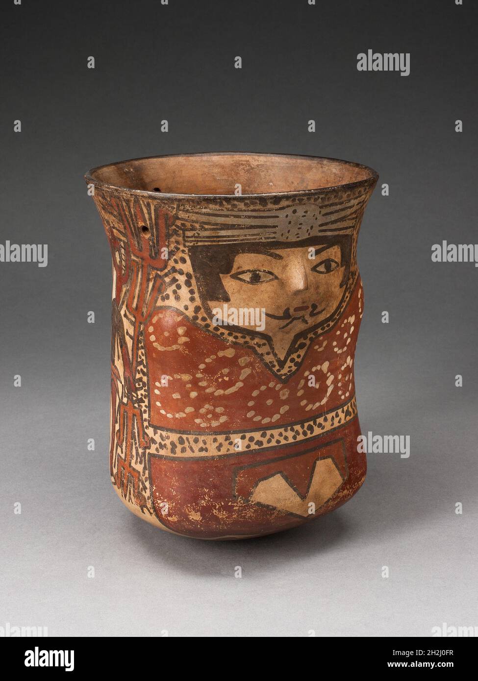 Beaker in the Form of a Figure with Painted Standing Figures Holding ...