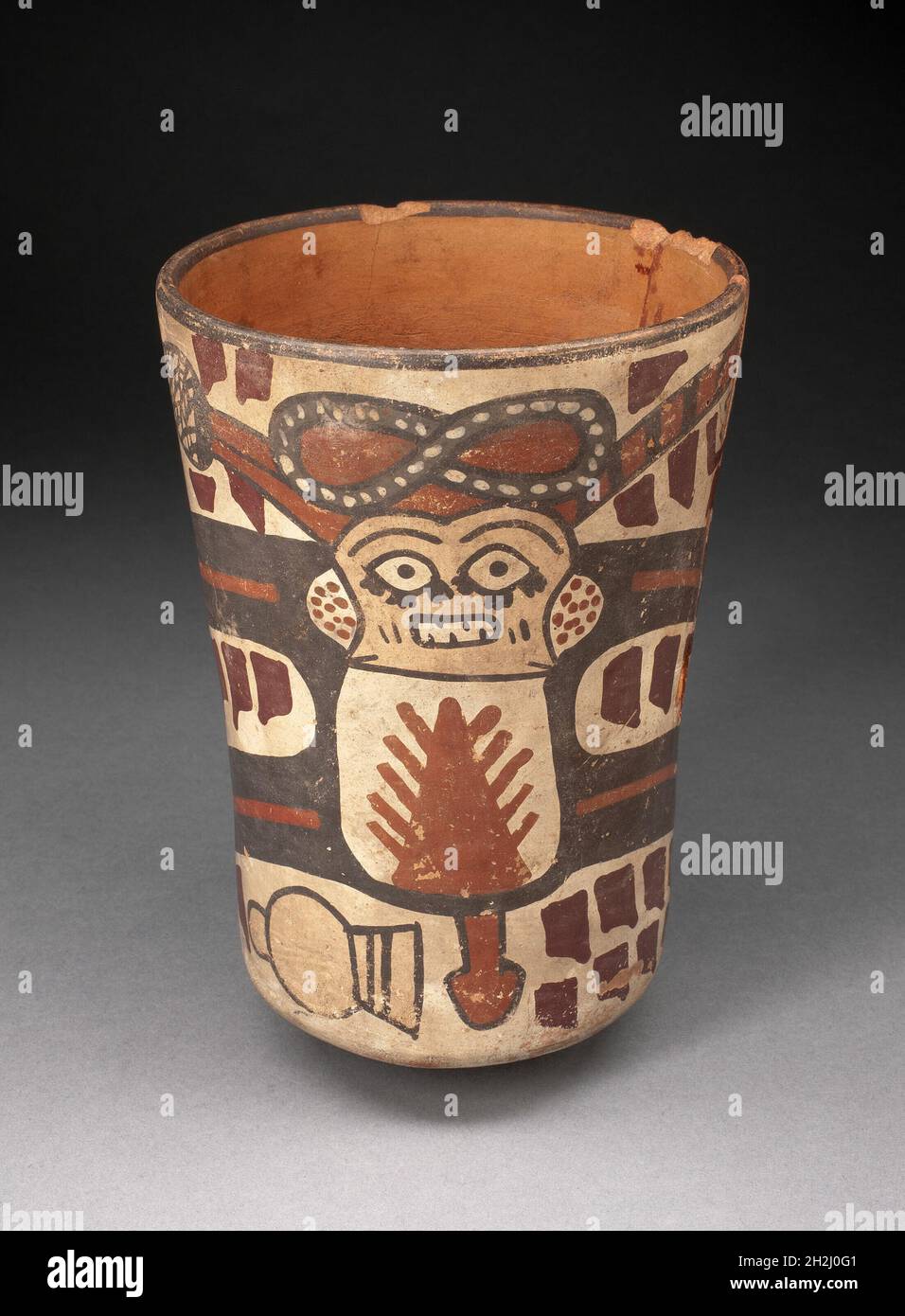 Beaker Depicting a Male Figure with Body Stretched and Abstract Motifs ...