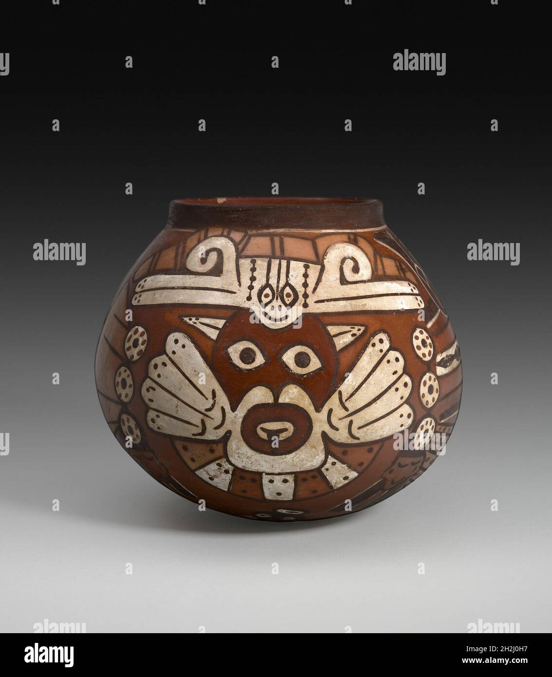 Vessel Depicting a Costumed Ritual Performer Holding a Staff and a ...