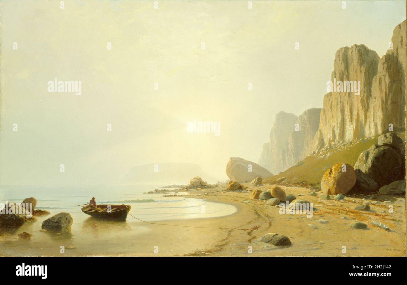 The Coast of Labrador, 1866. Rowing boat on a beach, Atlantic coast of ...