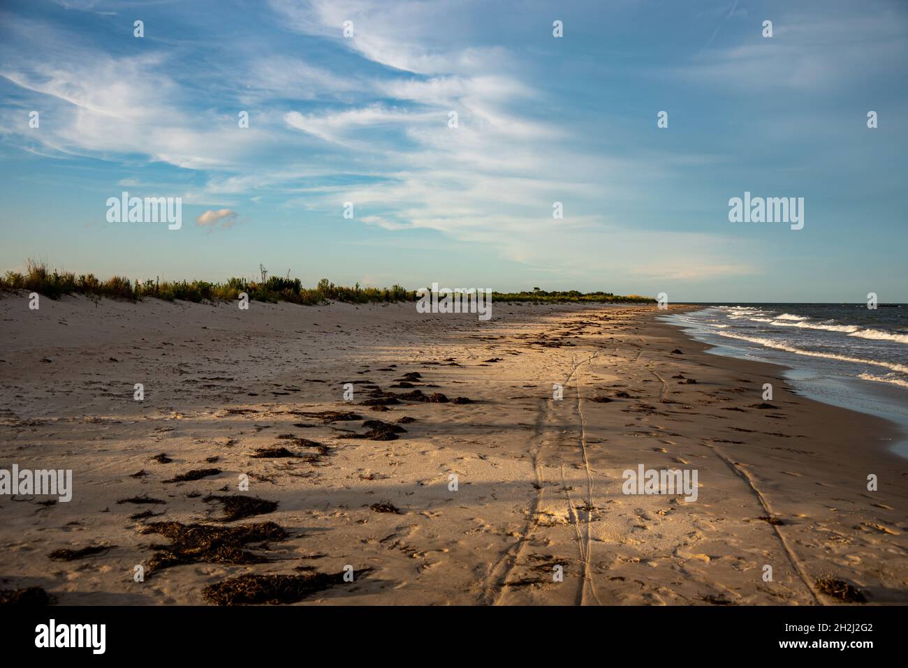 Long shadows on the beach in the evening Stock Photo - Alamy