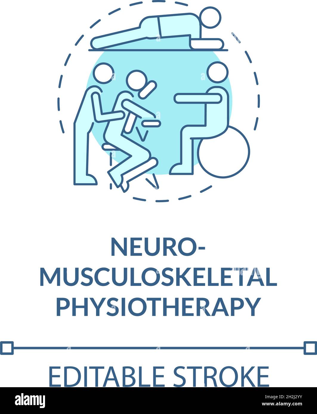 Neuro musculoskeletal physiotherapy blue concept icon Stock Vector ...