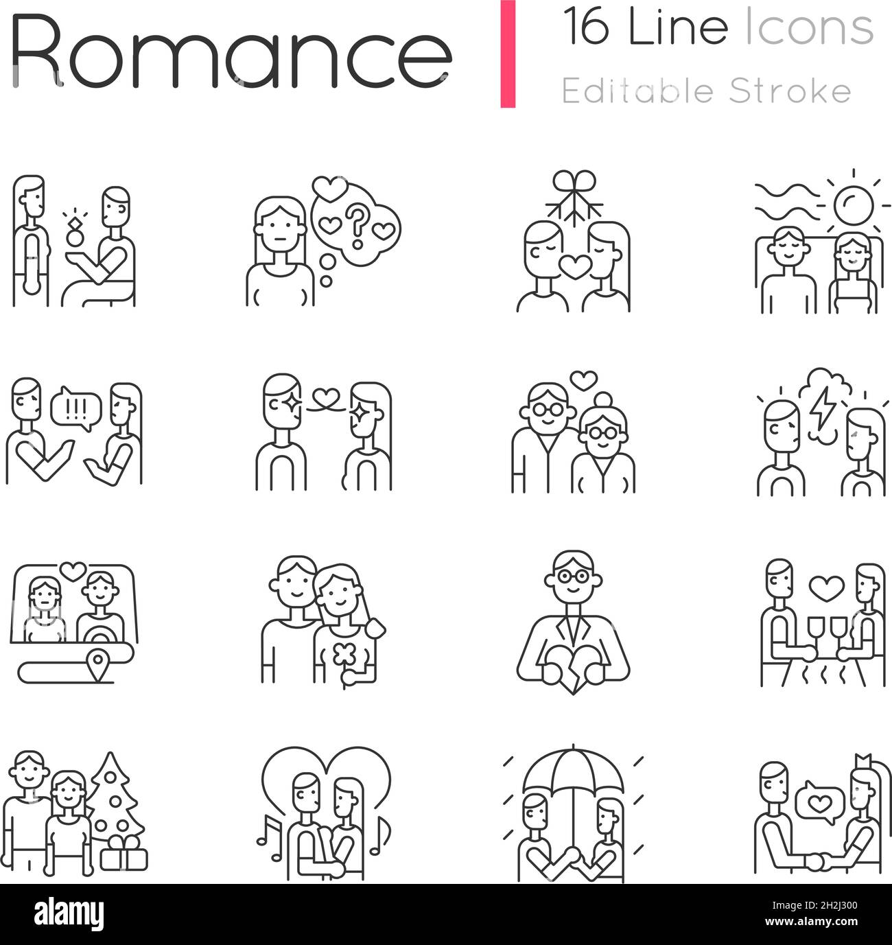 Romance linear icons set Stock Vector Image & Art - Alamy