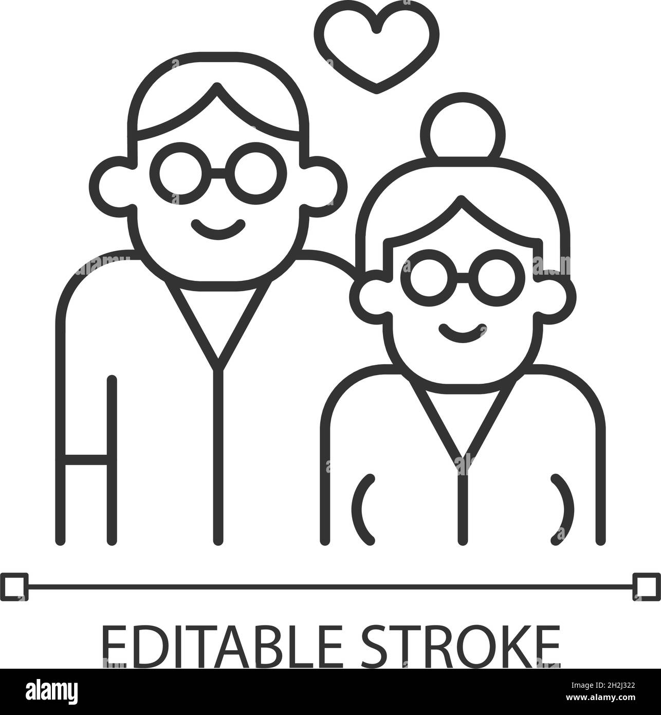 Elderly couple in love linear icon Stock Vector Image & Art - Alamy