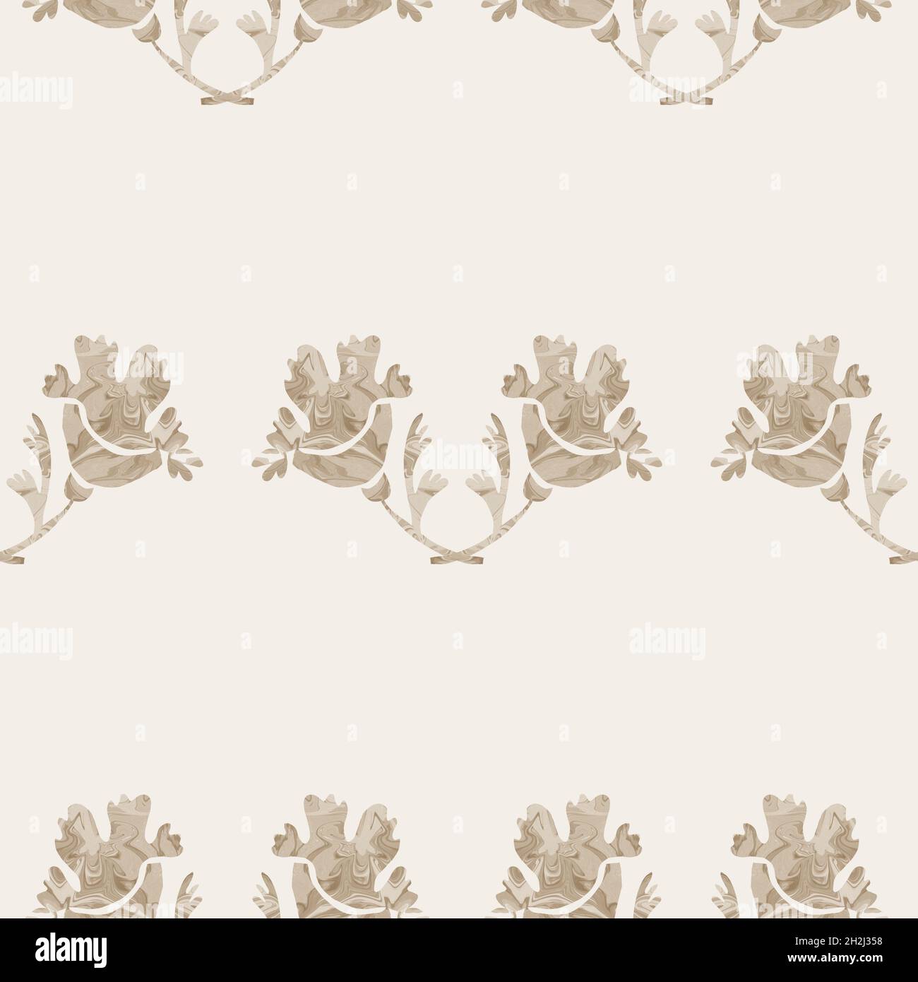 Sepia brown marble floral seamless pattern. Subtle 2 tone flower bloom ...