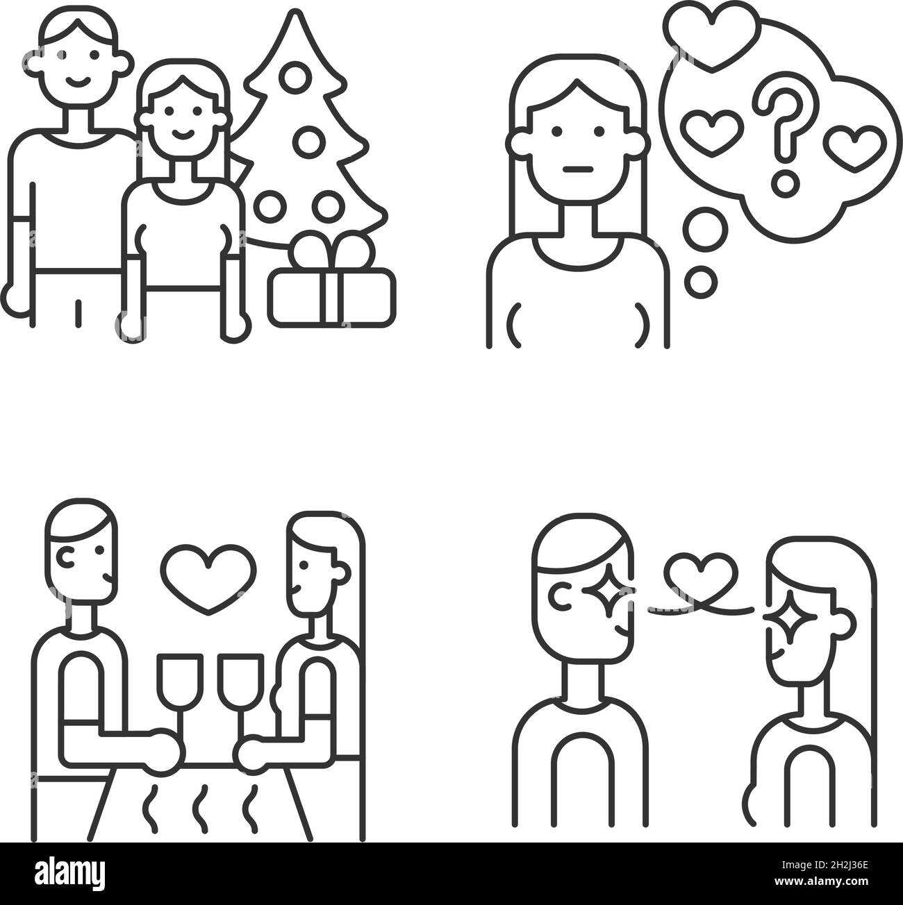 Couple in love linear icons set Stock Vector Image & Art - Alamy