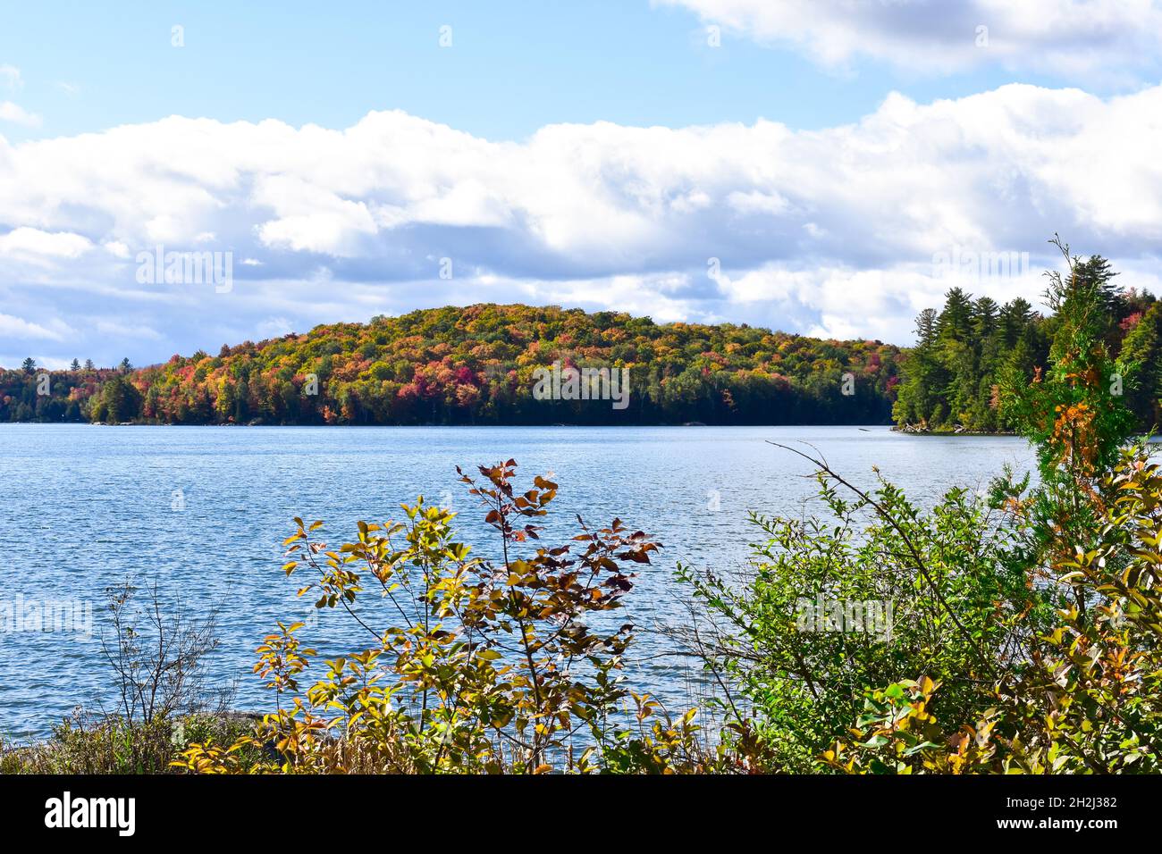 Distant view of Mountains in the Adirondacks of New York with bright ...