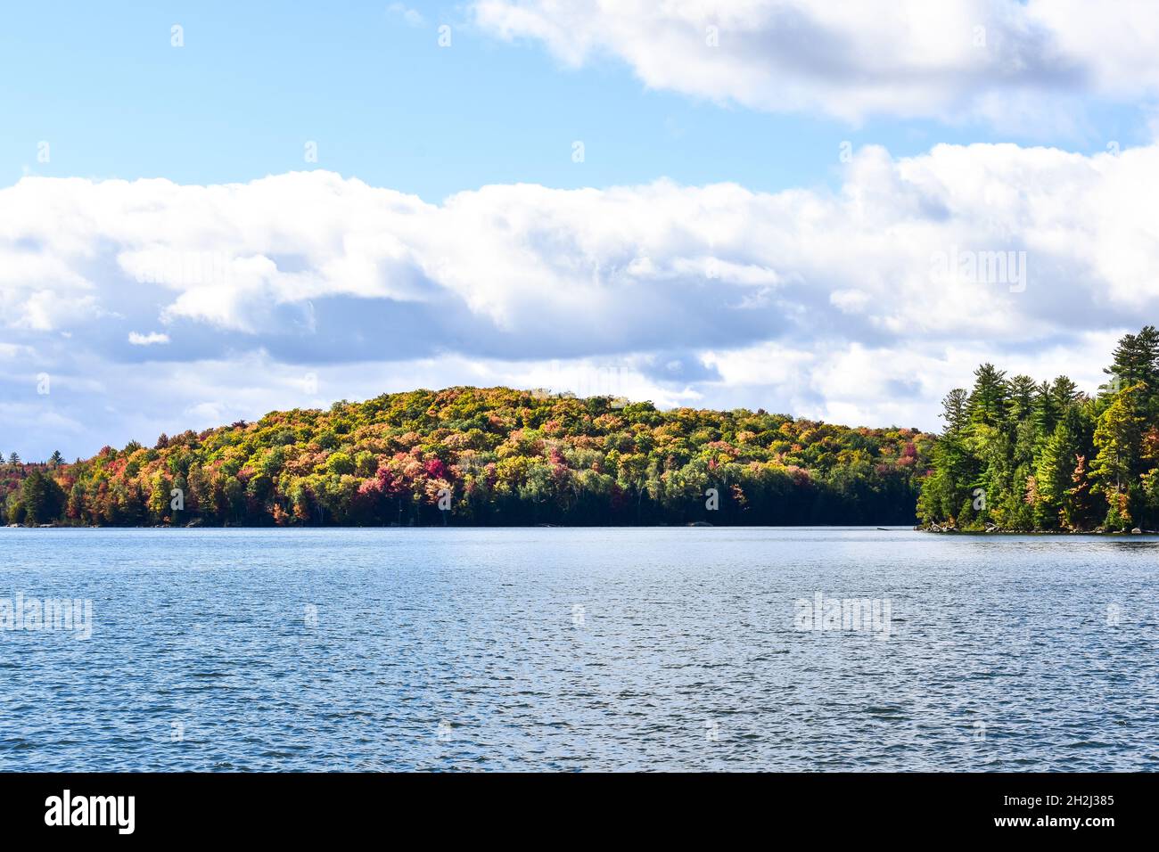 Distant view of Mountains in the Adirondacks of New York with bright ...