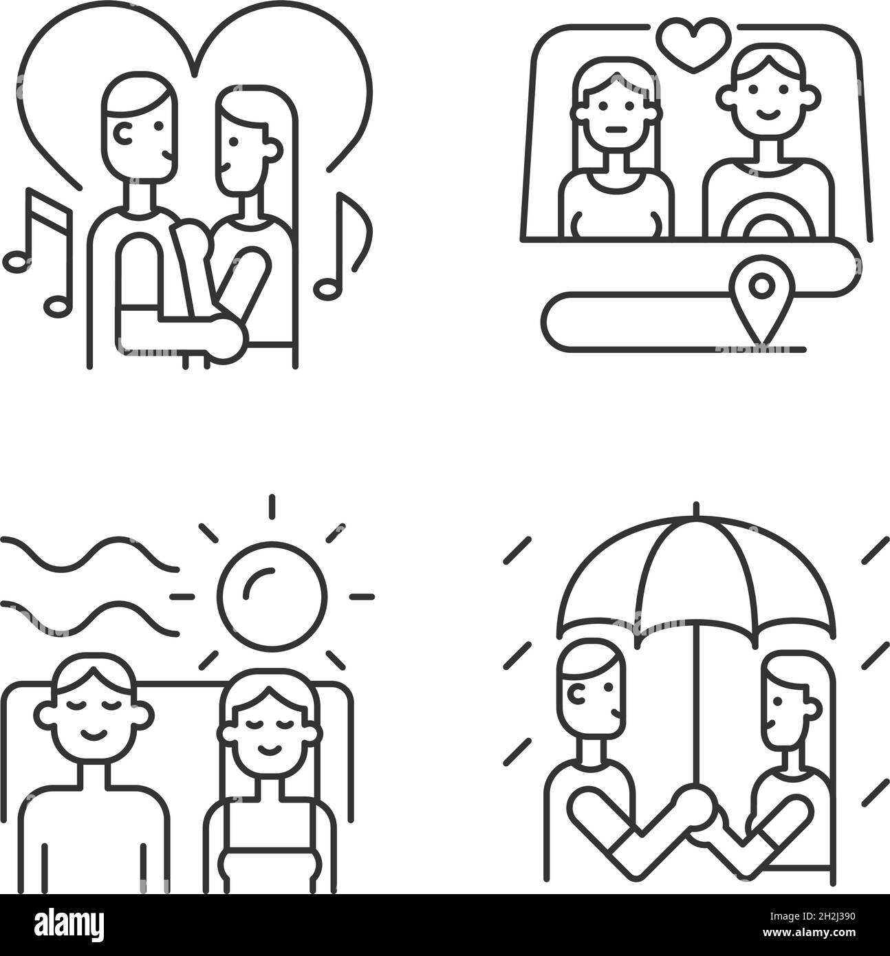 Couple quality time linear icons set Stock Vector Image & Art - Alamy