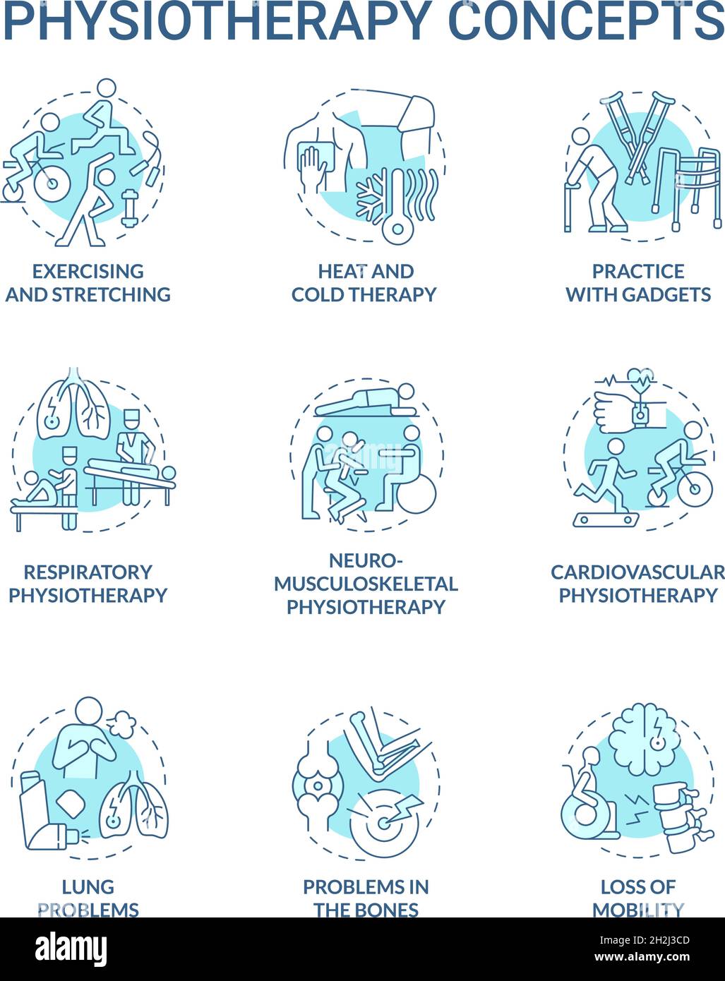 Physiotherapy icons set outline hi-res stock photography and images - Alamy