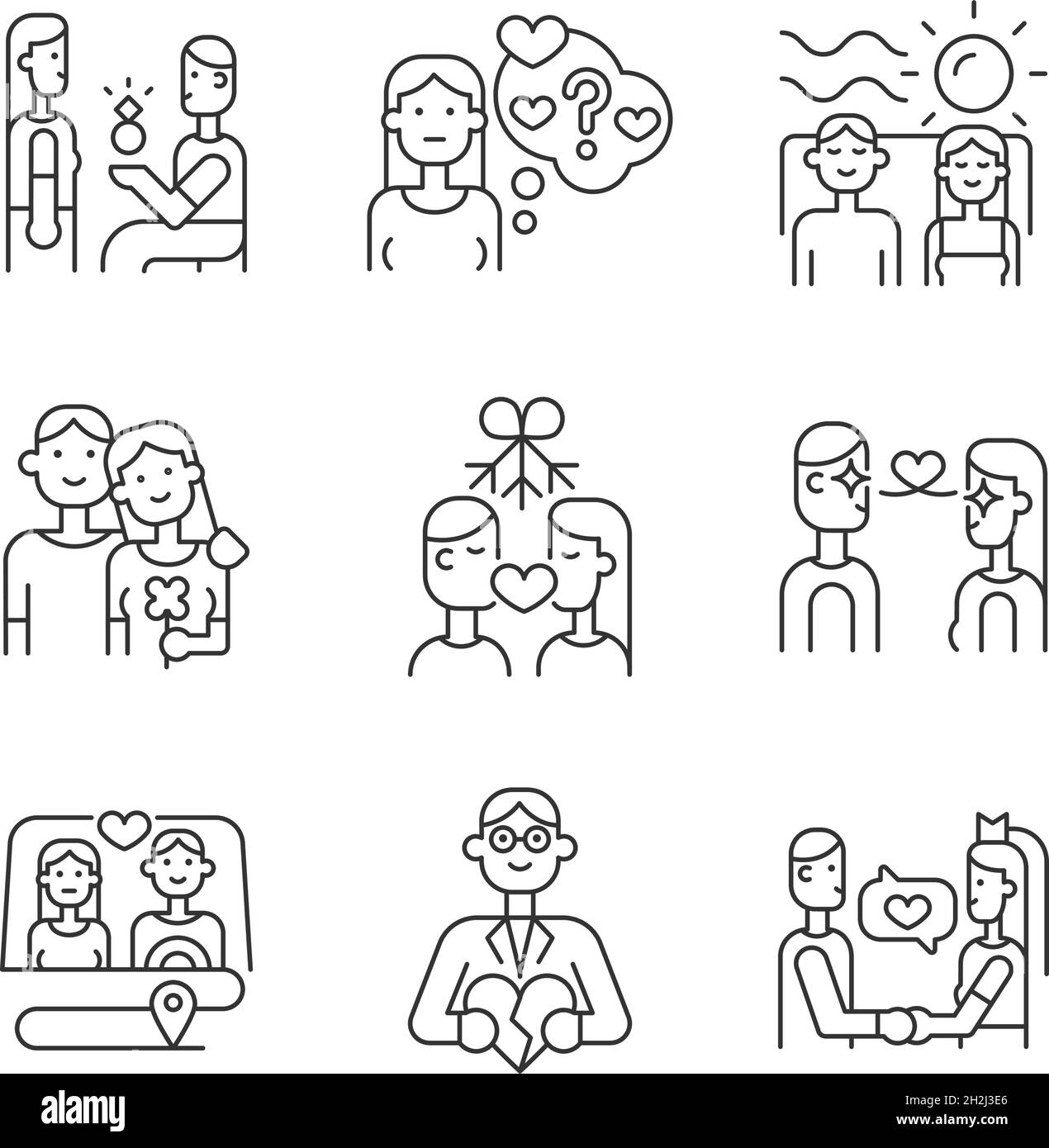Romantic relationship linear icons set Stock Vector Image & Art - Alamy