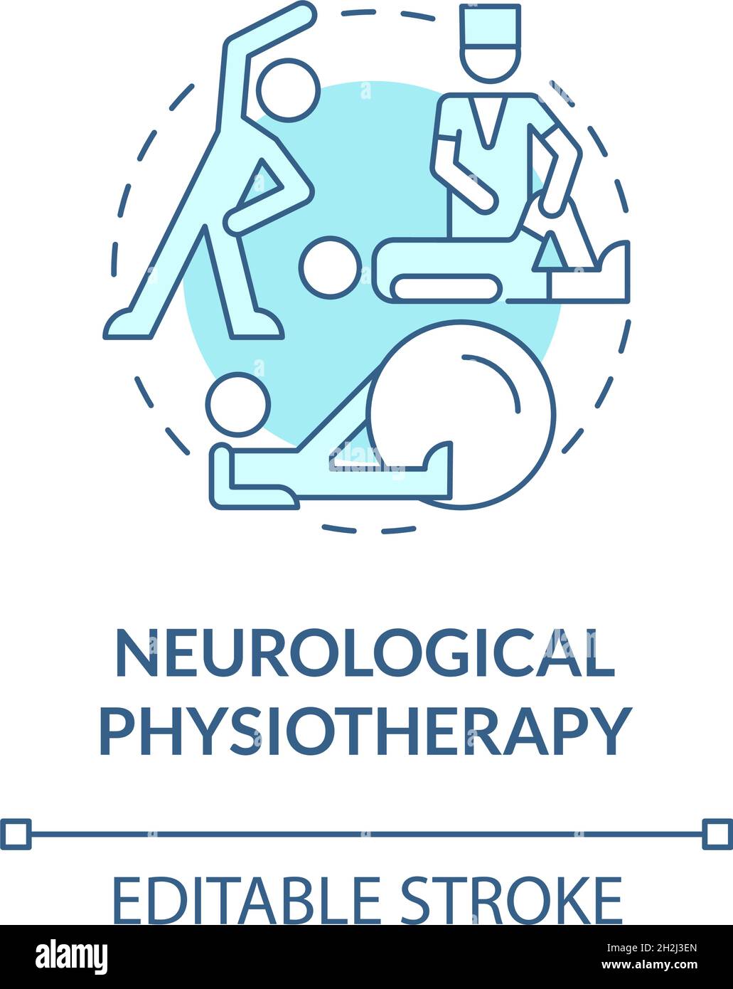 Neuro musculoskeletal physiotherapy blue concept icon Stock Vector ...