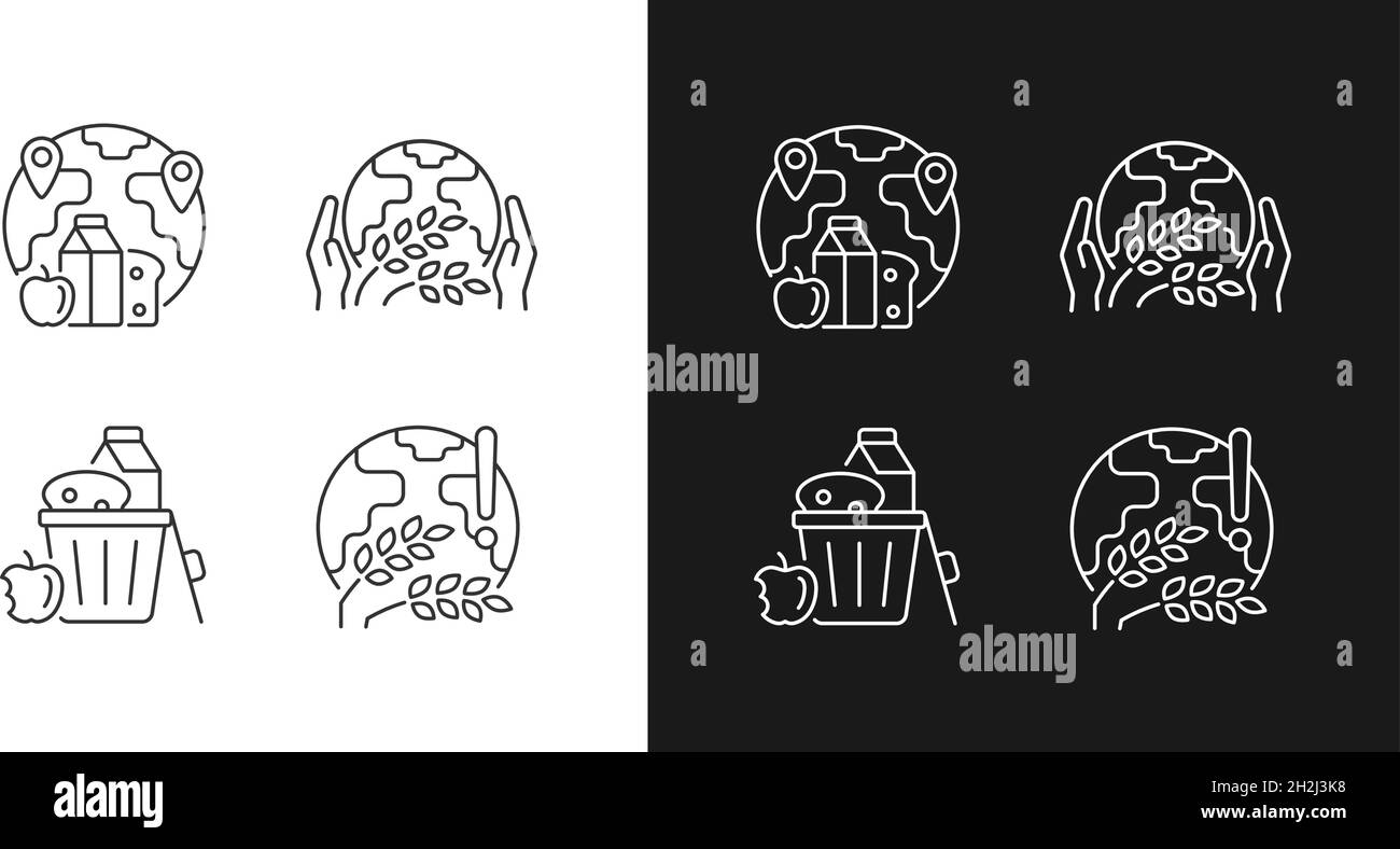World hunger issues linear icons set for dark and light mode Stock ...