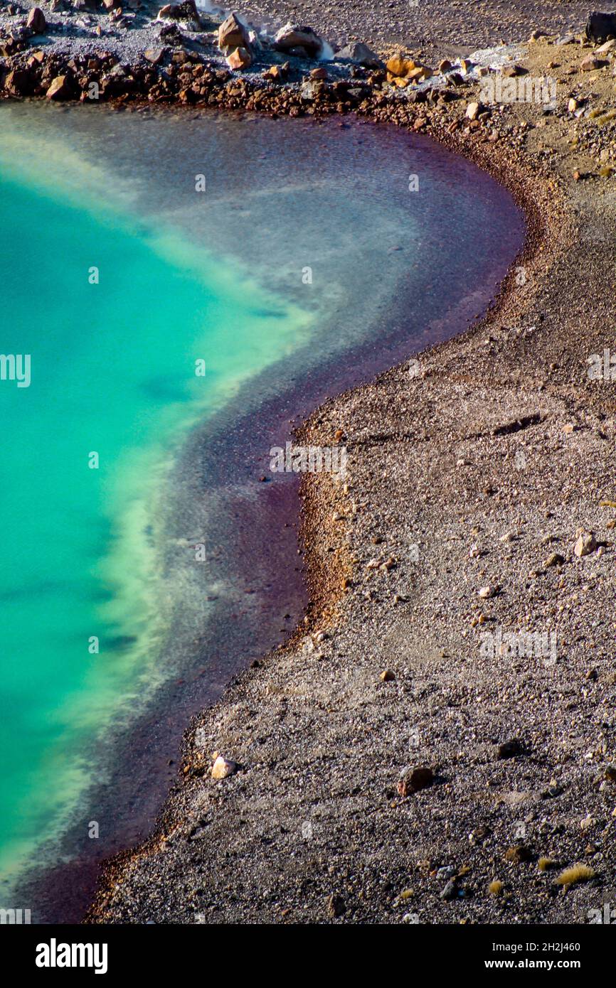 Turquoise crater lake in a famous Tongariro National Park in New ...