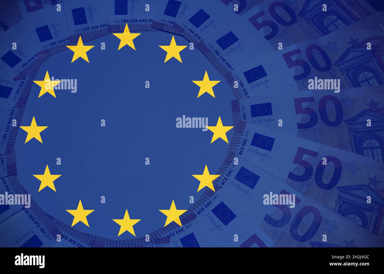 European banknotes with the european flag Stock Photo - Alamy