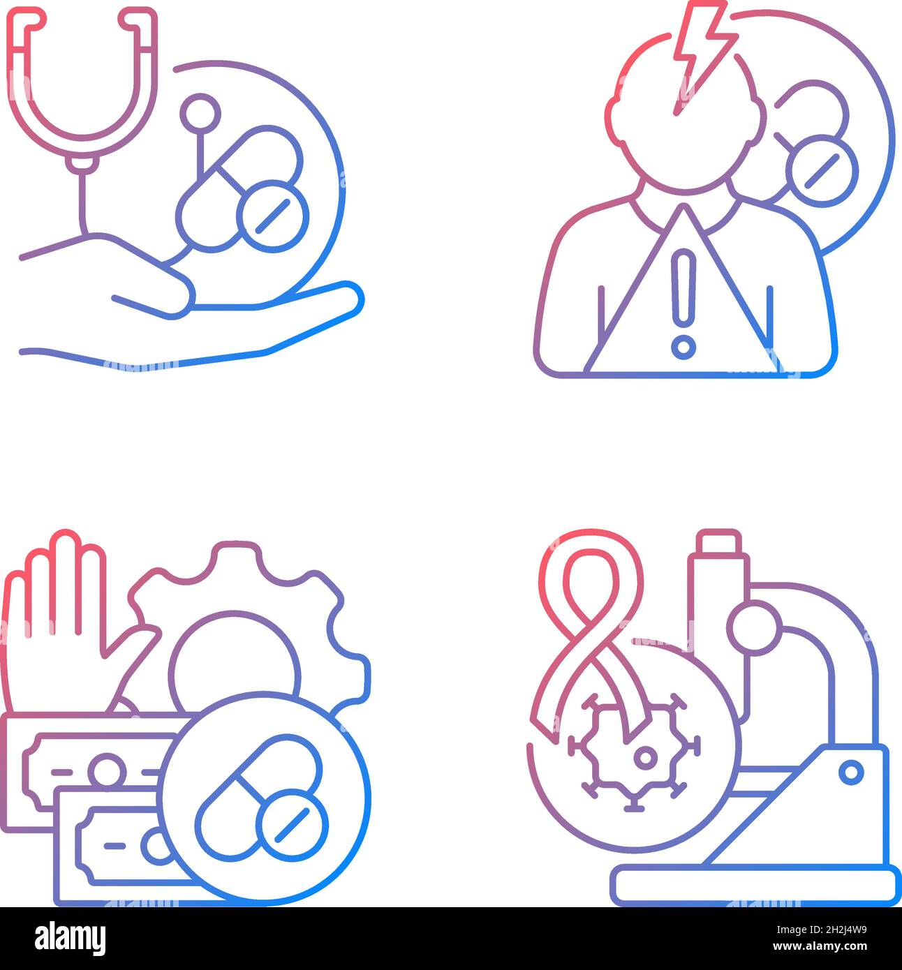 Drug-potency studies gradient linear vector icons set Stock Vector ...