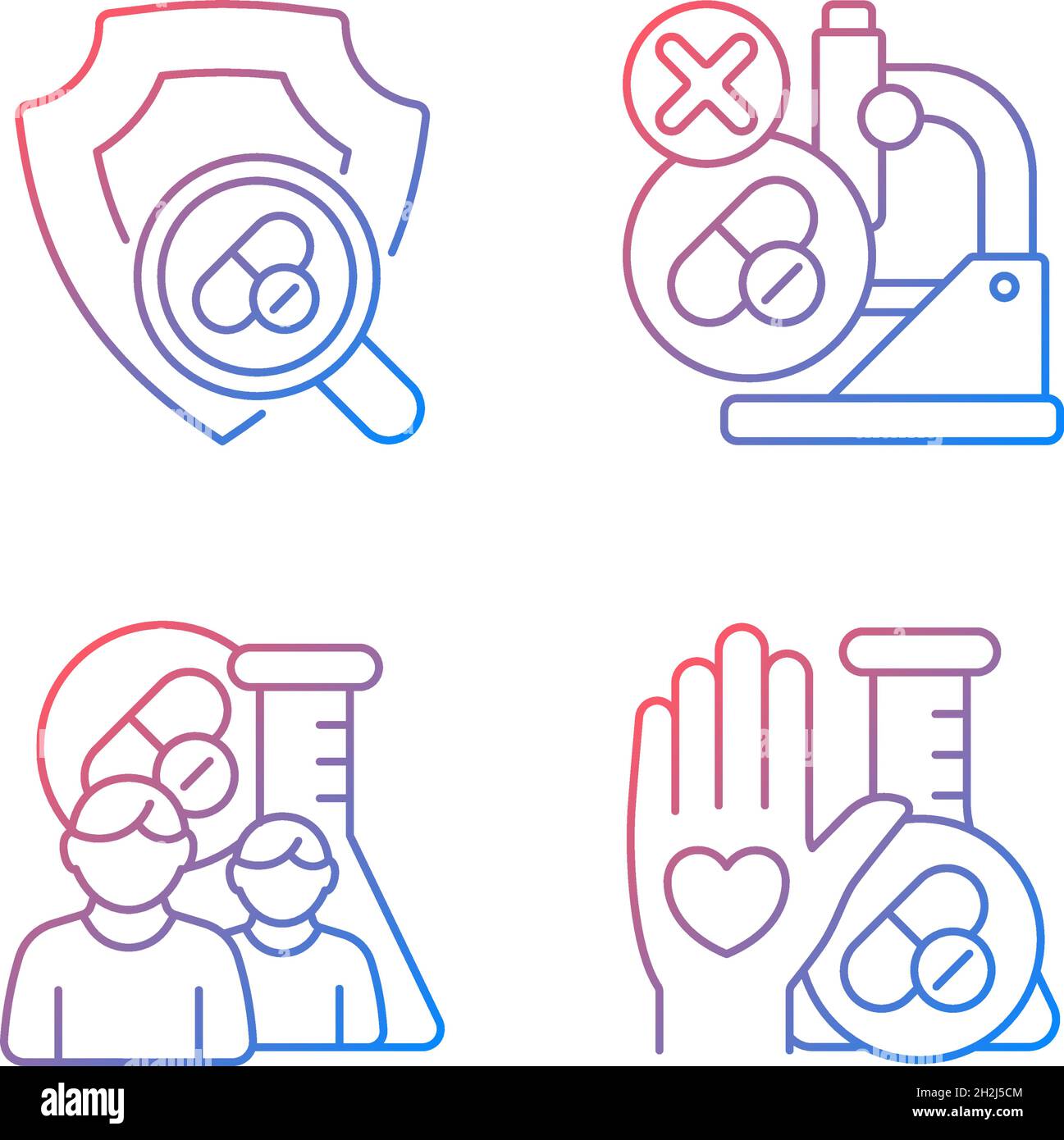 Clinical research facility gradient linear vector icons set Stock ...