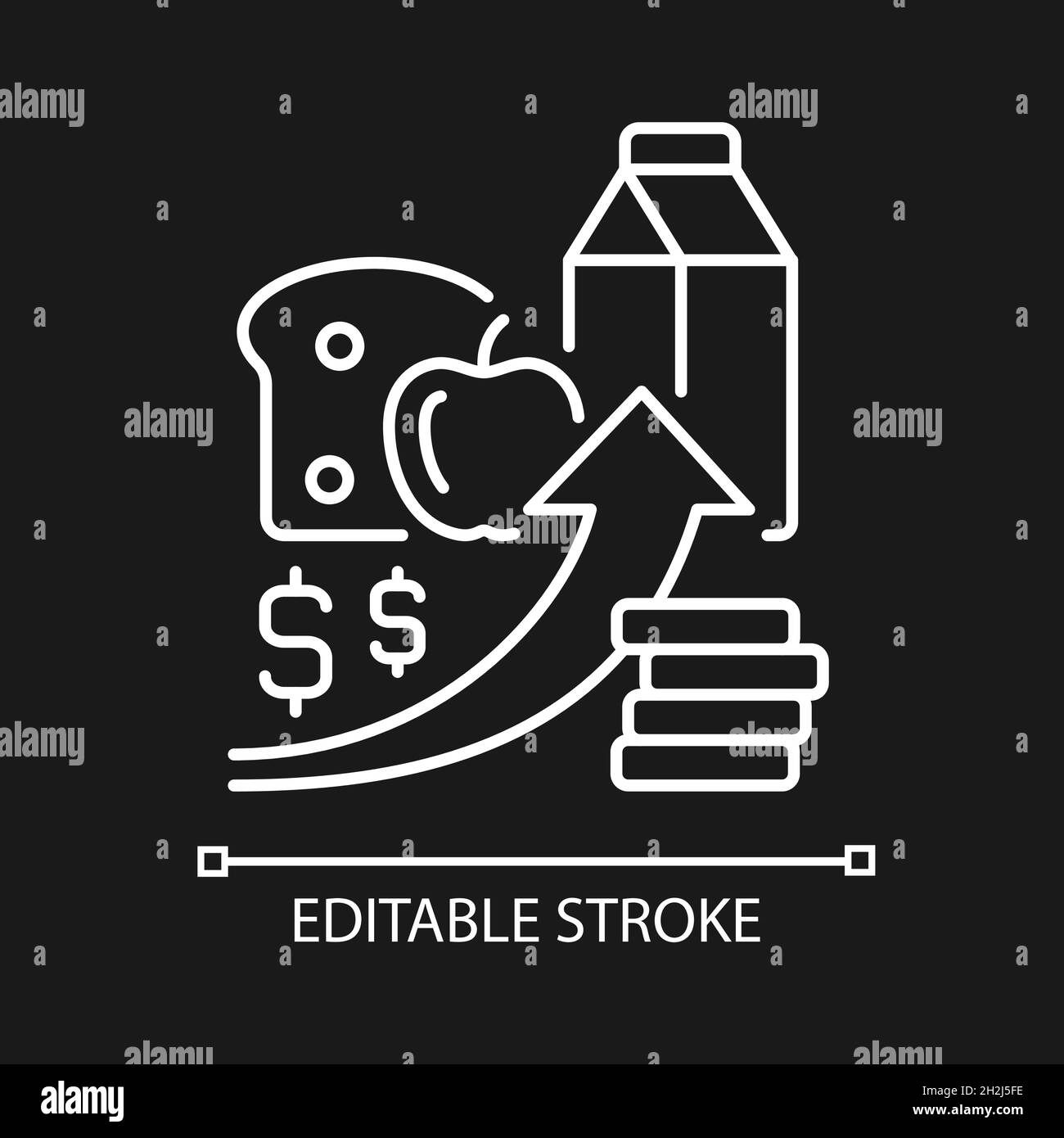 Increasing food prices linear icon for dark theme Stock Vector Image ...