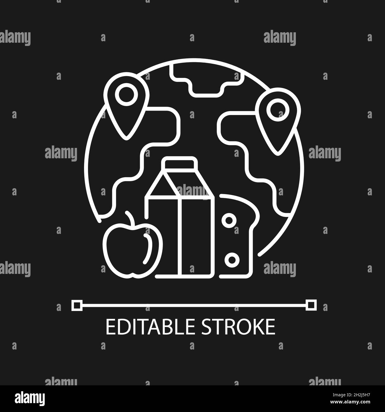 Food allocation white linear icon for dark theme Stock Vector Image ...