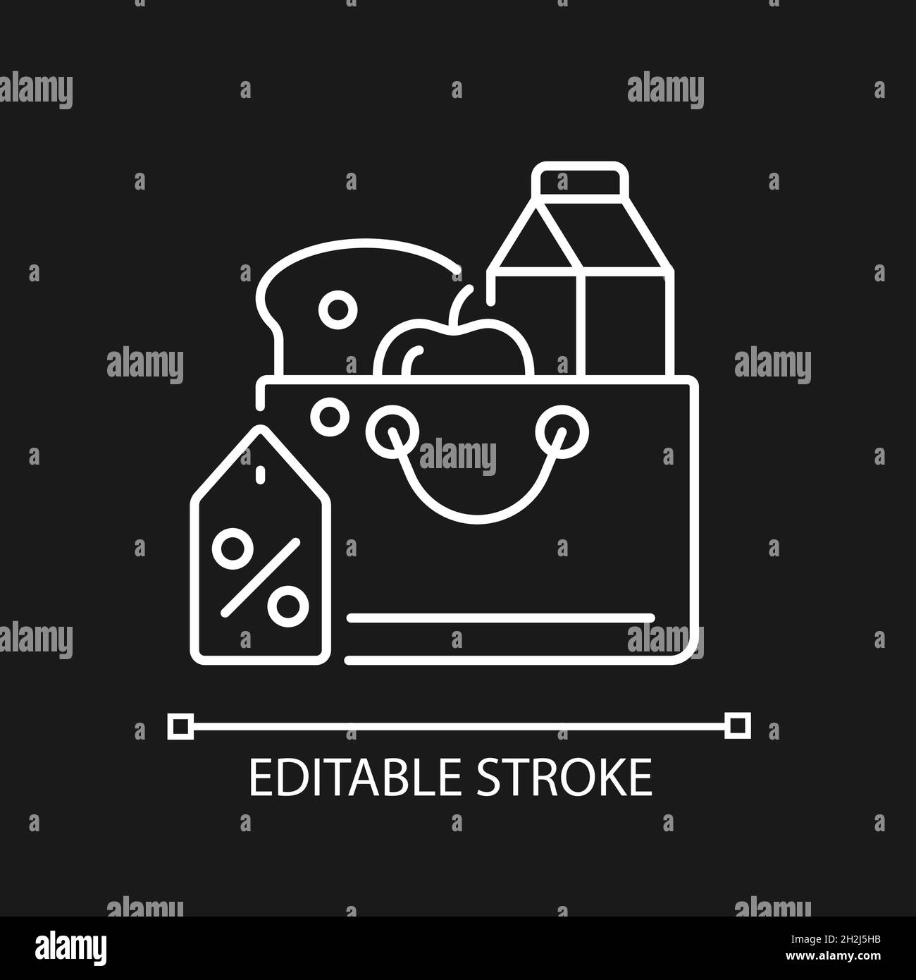 Reduced food prices linear icon for dark theme Stock Vector Image & Art ...