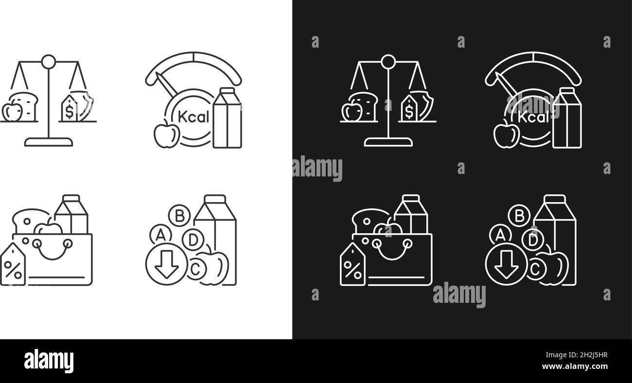 Insufficient food consumption linear icons set for dark and light mode ...