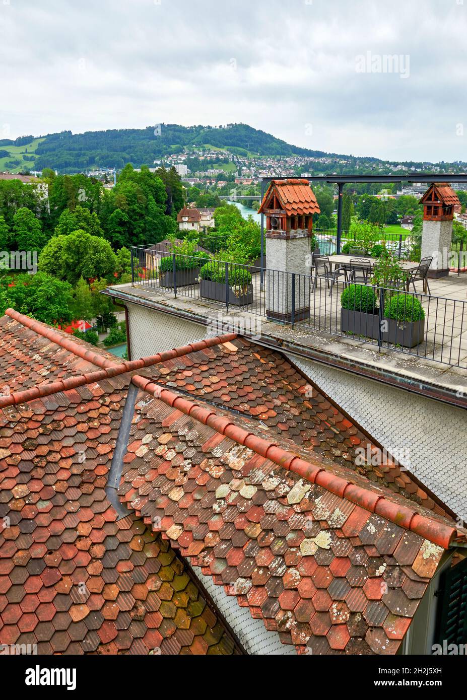 Swiss town roofs hi-res stock photography and images - Alamy