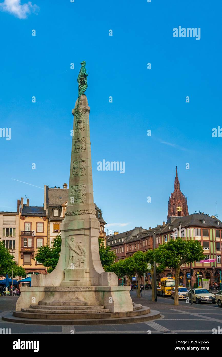 Great view of the famous historic Unity Monument (Einheitsdenkmal), on ...