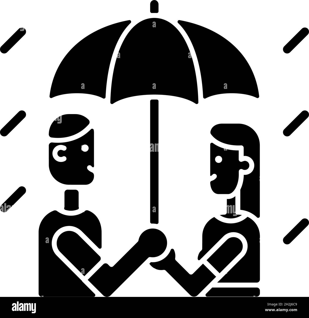 Walking under rain black glyph icon Stock Vector Image & Art - Alamy