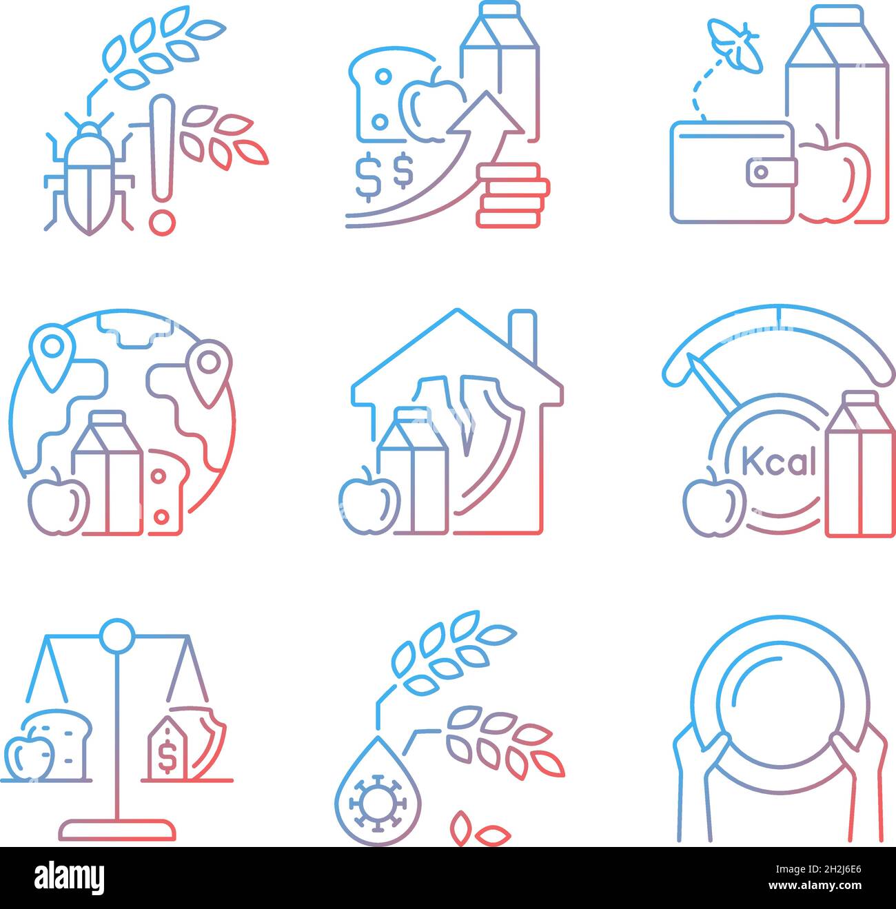 Hunger reasons gradient linear vector icons set Stock Vector Image & Art - Alamy