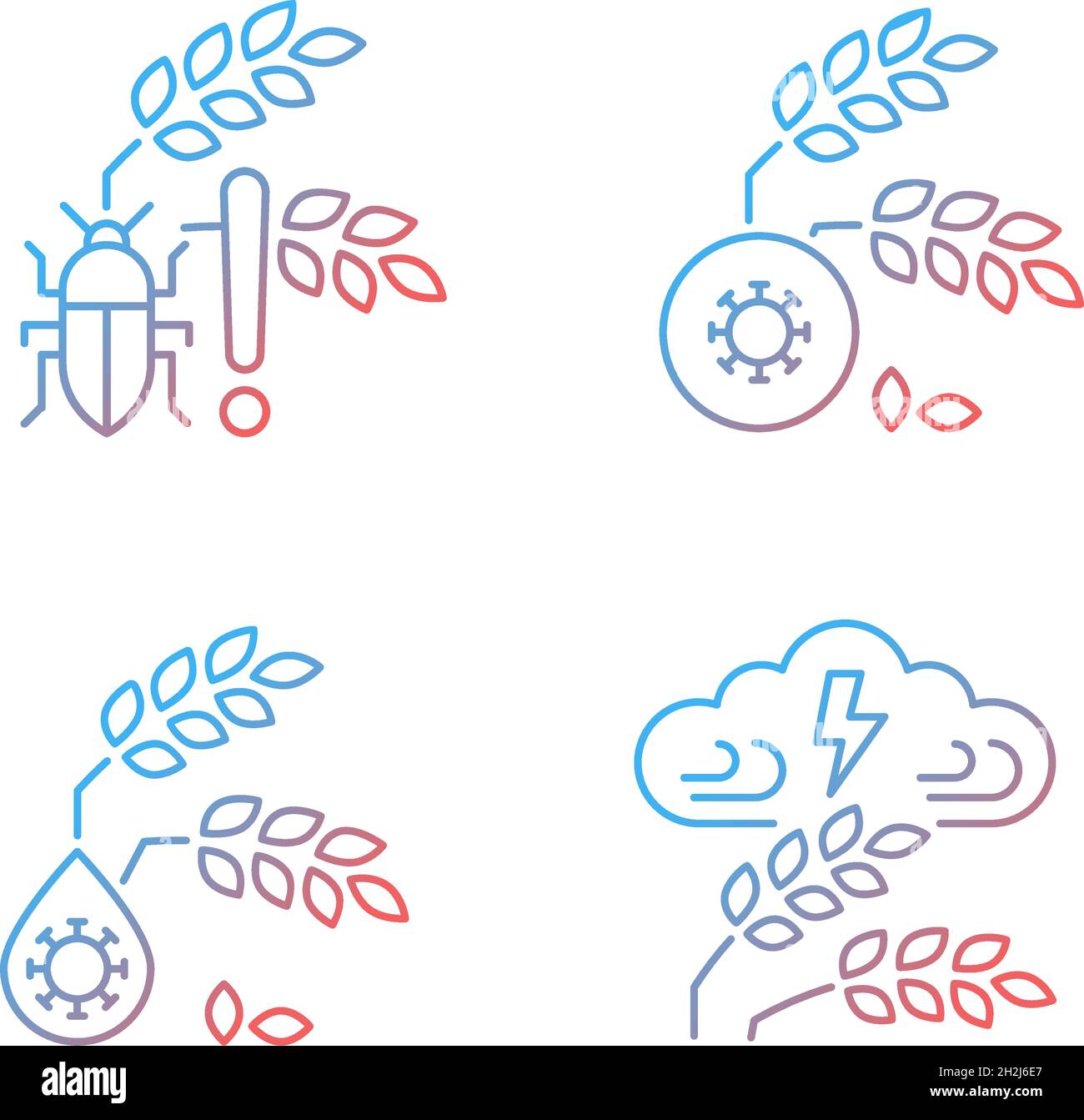 Crop loss reasons gradient linear vector icons set Stock Vector Image ...