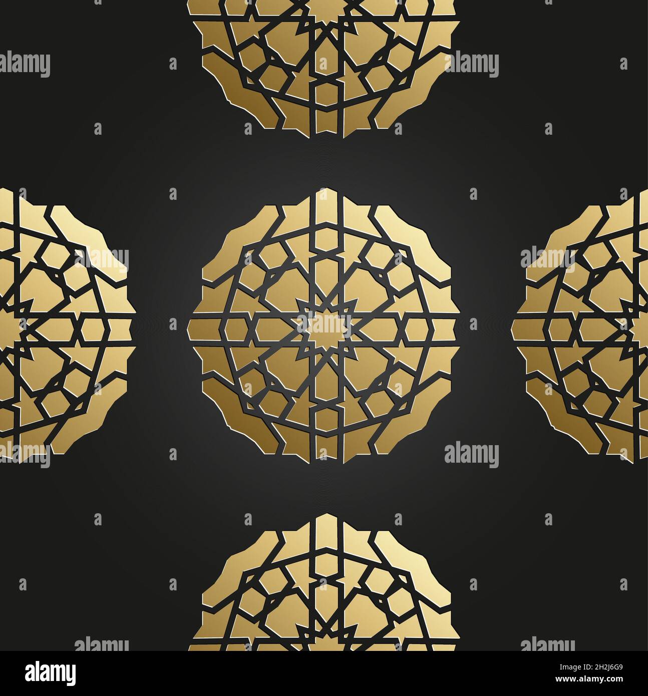 Gold seamless islamic pattern with radial ornament. Ramadan Kareem ...